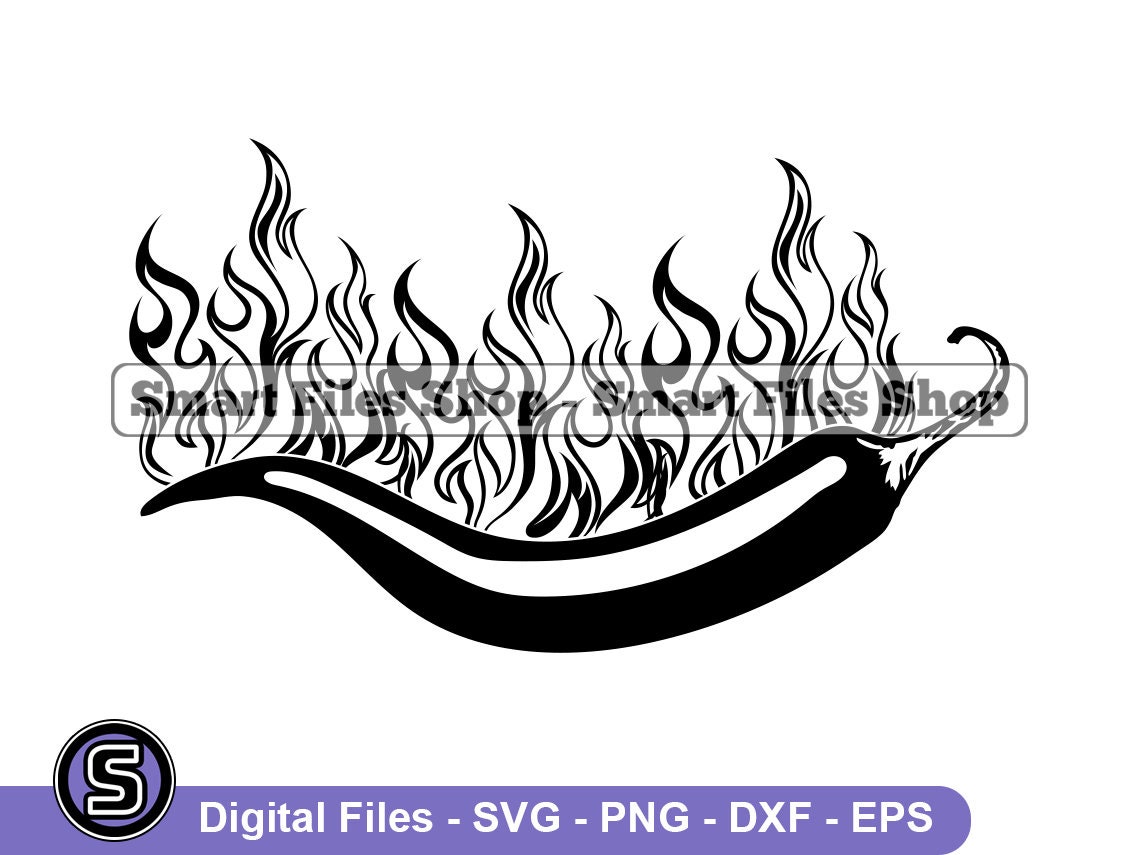 Flaming Chilli Pepper Svg, Chilli Pepper Svg, Spicy Pepper Svg, Chilli ...