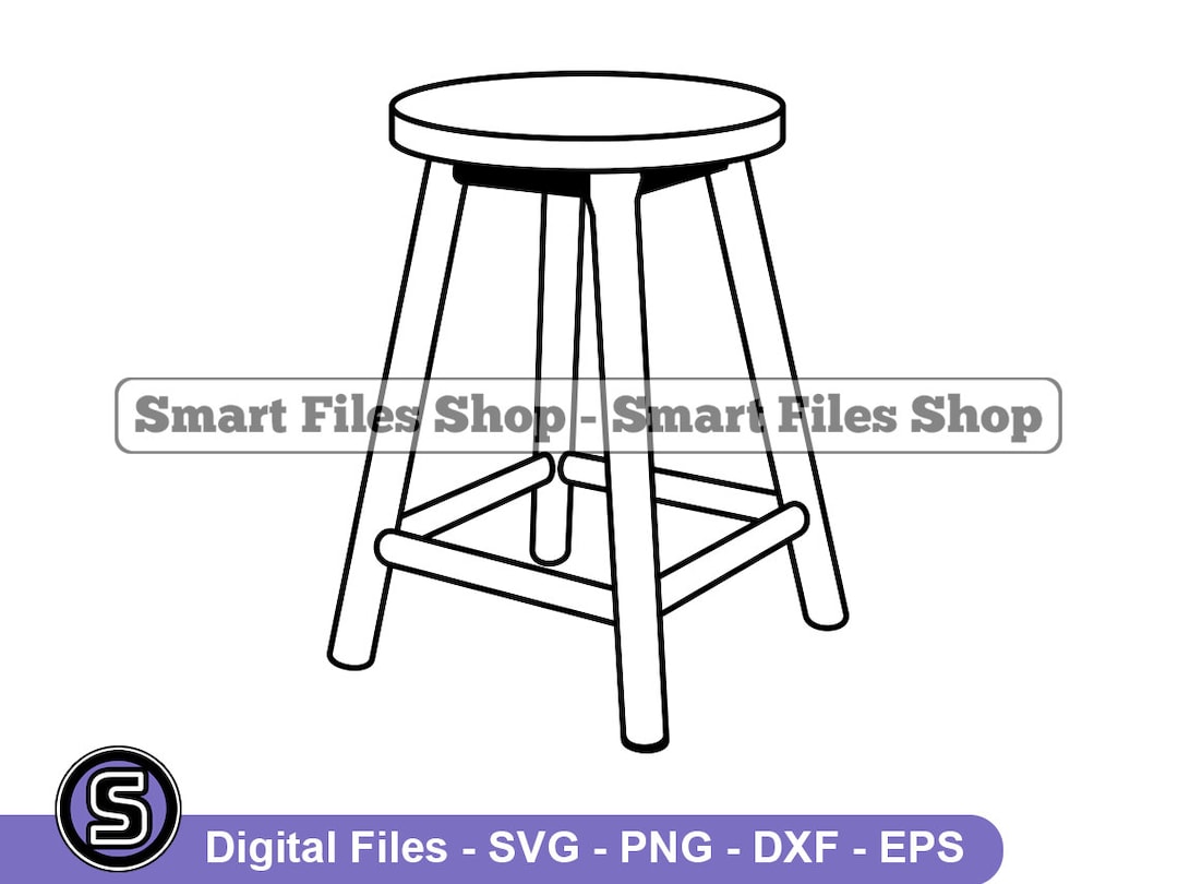 Wooden Stool Outline Svg, Stool Svg, Chair Svg, Stool Dxf, Stool Png ...