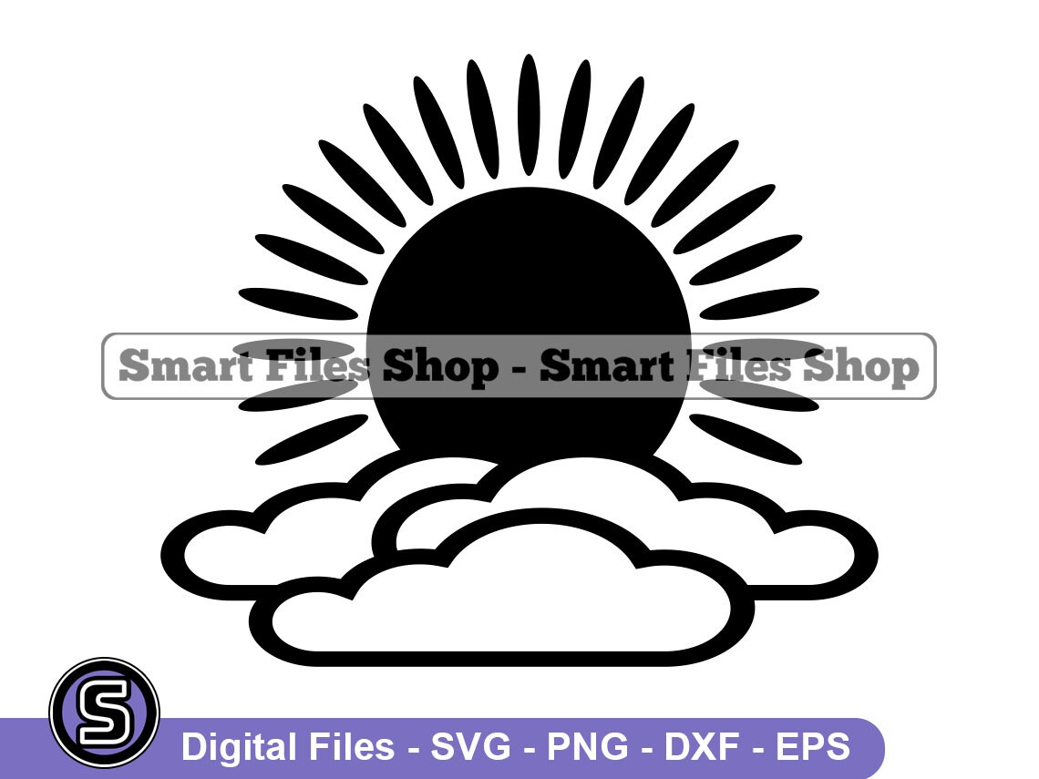 Sun & Clouds SVG Sun Svg Clouds Svg Weather Svg Sunny Svg | Etsy