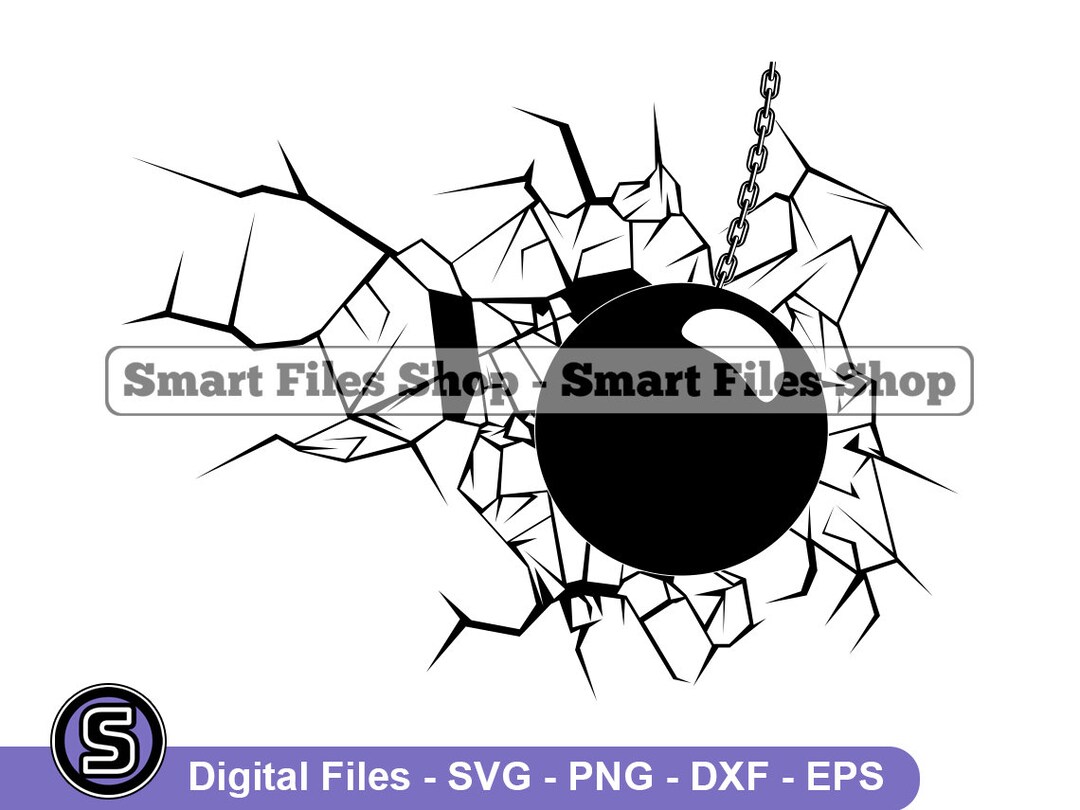 Wrecking Ball #2 Svg, Demolition Svg, Smashing Svg, Wrecking Ball Dxf ...