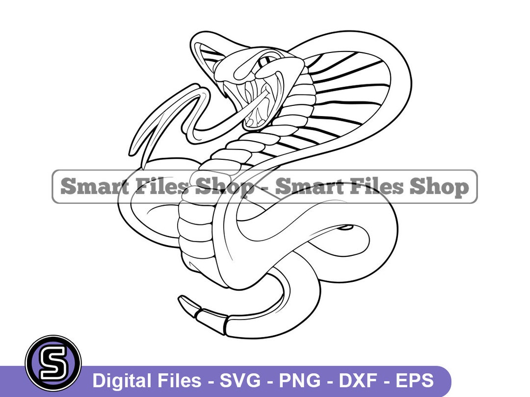 Cobra Mascot Outline Svg, Cobra Mascot Svg, Cobra Svg, Snake Svg, Cobra ...