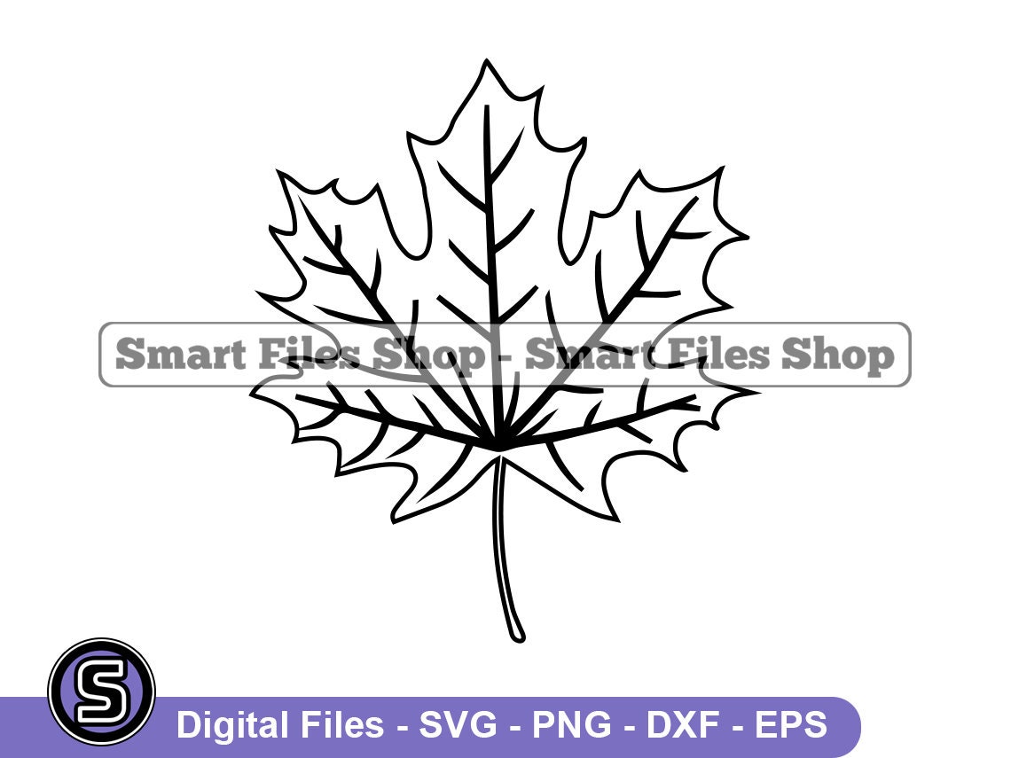 Maple Leaf Outline Svg, Leaf Svg, Autunm Svg, Maple Leaf Dxf, Maple ...