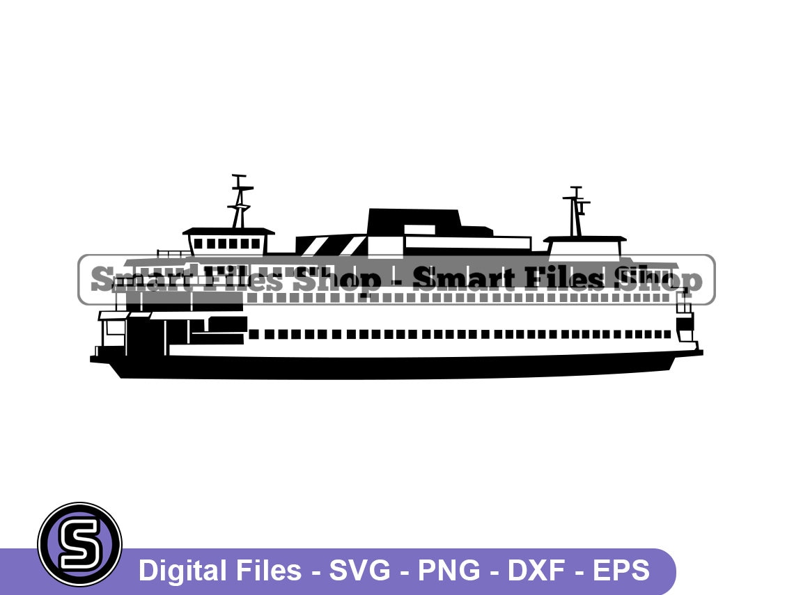 Ferry Svg, Ship Svg, Sea Transportation Svg, Ferry Dxf, Ferry Png ...