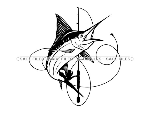 Marlin Fishing Rod Logo 3 Svg Marlin Svg Fishing Svg Fish - Etsy