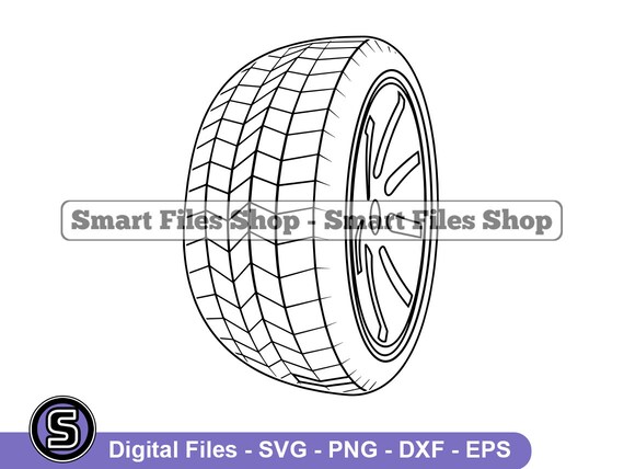 Car Tire Outline 2 Svg Car Svg Car Tire Dxf Car Tire Png | Etsy
