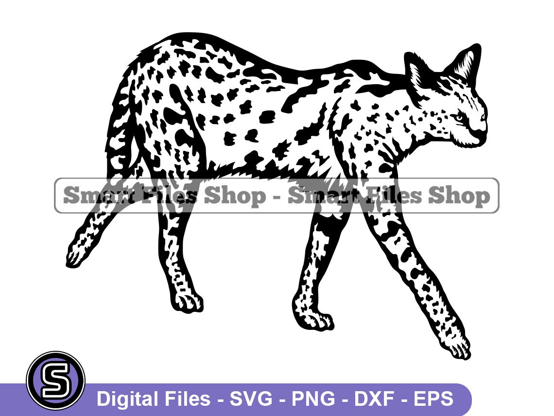 Serval SVG Animals Svg Serval Cut Files Serval Dxf Serval - Etsy