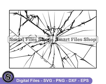 Cracked Glass Svg Broken Glass Svg Cracked Clipart Svg - Etsy