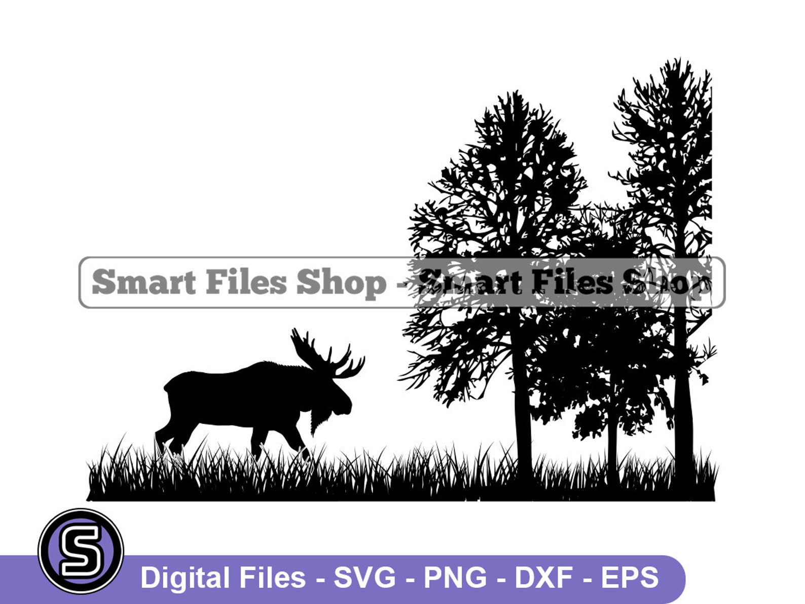 Moose Forest Silhouette Svg Moose Svg Hunting Svg Moose | Etsy