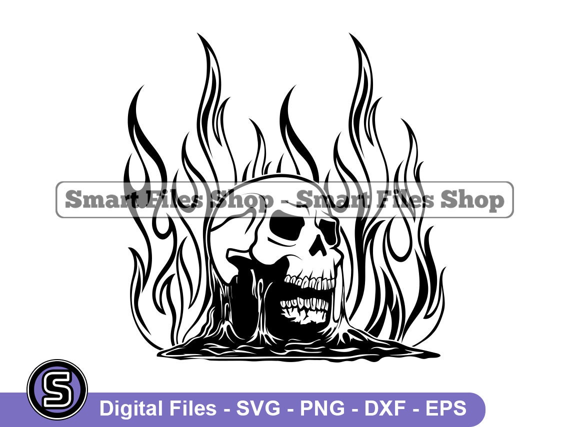 Melting Skull Svg Burning Skull Svg Flaming Skull Svg Skull | Etsy
