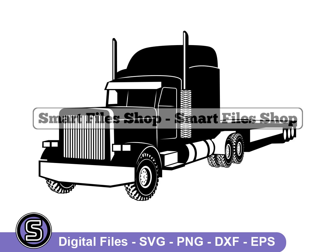 Lowboy Trailer Truck 2 Svg Truck Svg Trucker Svg Trucking - Etsy