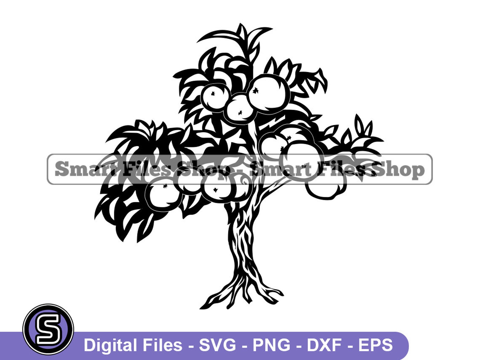 Dwarf Apple Tree SVG, Fruit Tree Svg, Tree Svg, Apple Tree Dxf, Apple ...