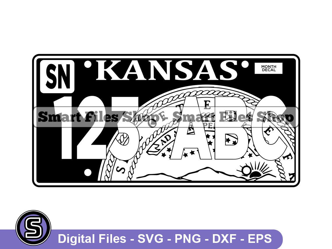 Kansas Licence Plate Svg Kansas Svg Driving Svg Driver Svg | Etsy