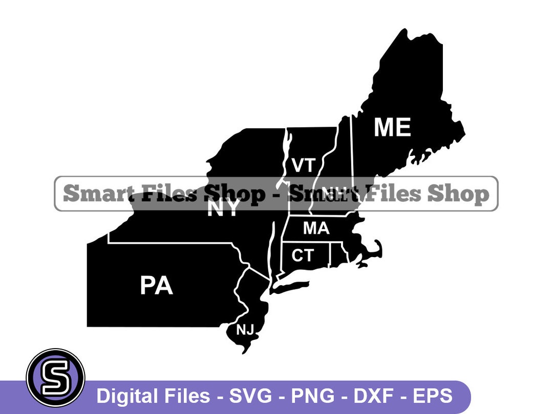 Tri State Area Svg, North East Svg, US Map Svg, Tri State Dxf, Tri ...
