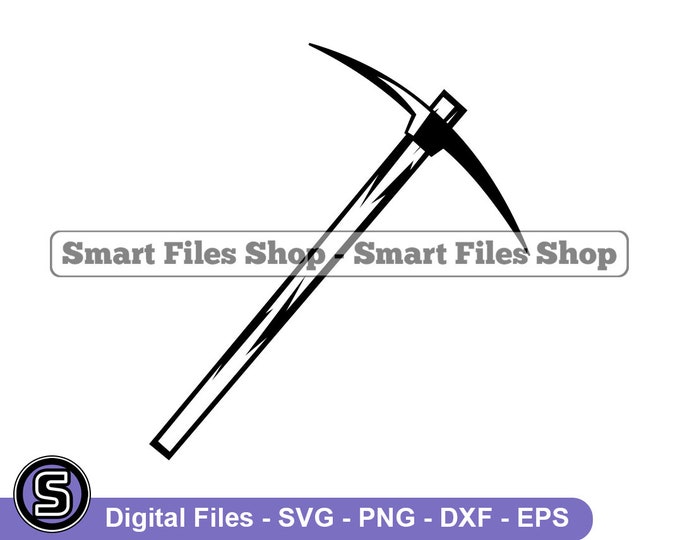 Pick Axe Vector Clipart Set / Outline, Silhouette Stamp & Color Drawing ...