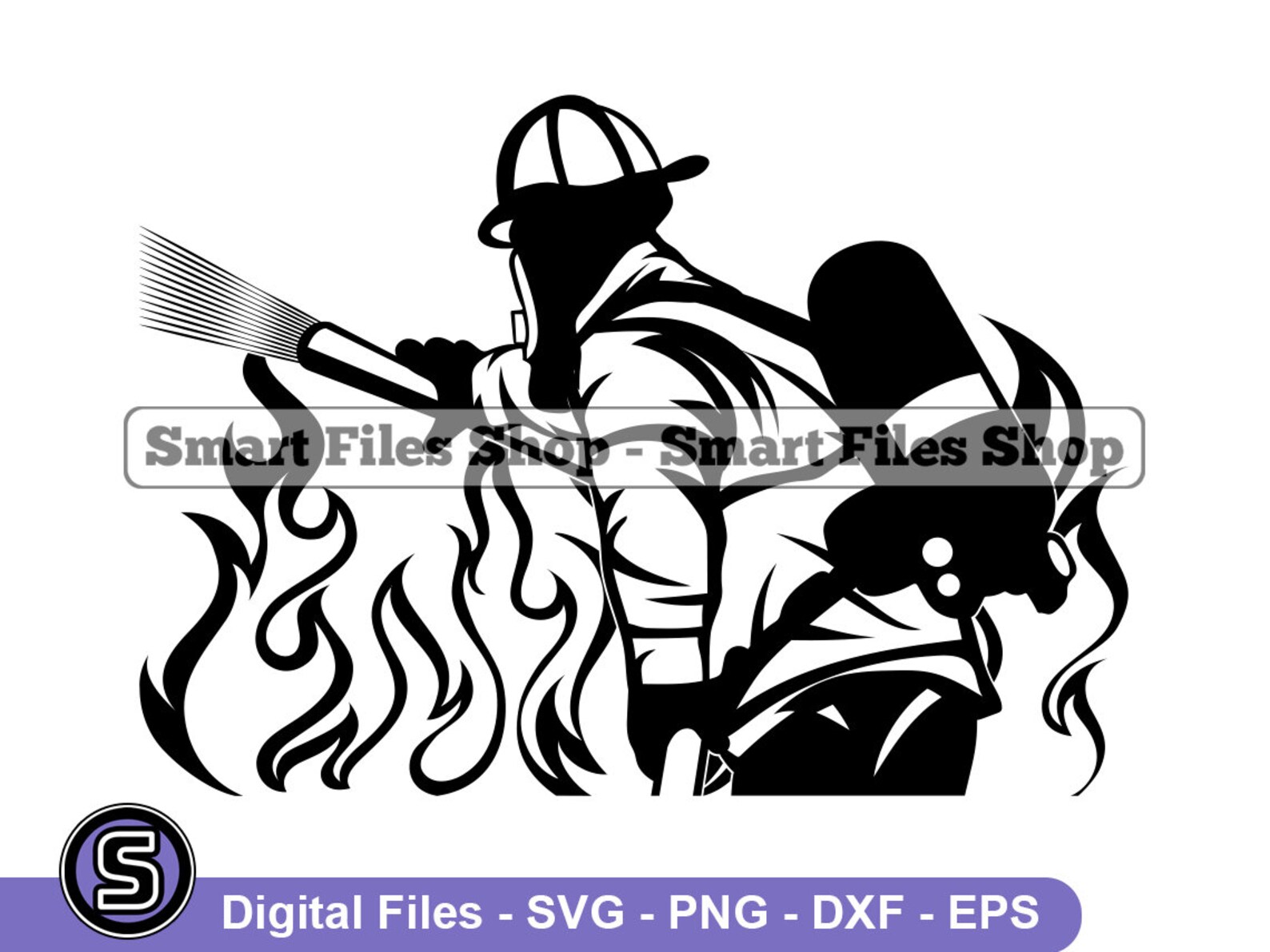 Firefighter With Fire Hose 4 Svg Firefighter Svg Fireman - Etsy