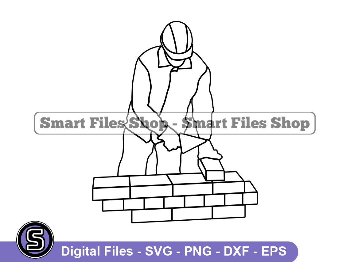 Mason Outline Svg Mason Svg Construction Svg Builder Svg | Etsy