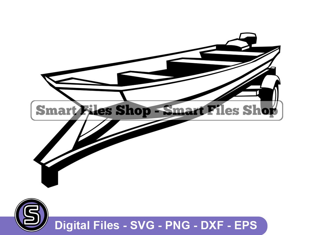 Jon Boat on Trailer Svg, Boat Svg, Speed Boat Svg, Fishing Svg, Jon ...