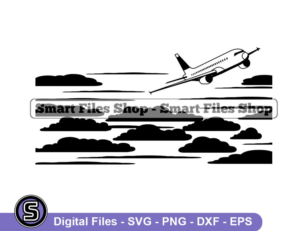 Jumbo Jet in Clouds Svg, Jumbo Jet Svg, Airplane Svg, Airliner Svg ...