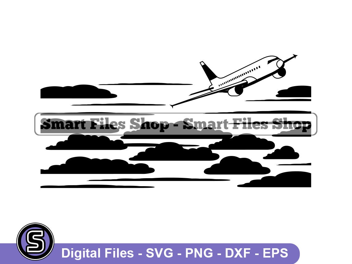 Jumbo Jet in Clouds Svg Jumbo Jet Svg Airplane Svg Airliner | Etsy