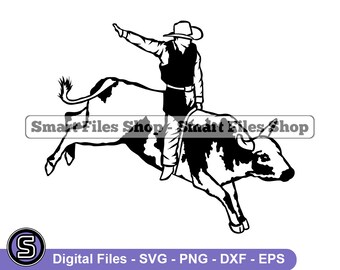Bull Riding Clipart - Etsy
