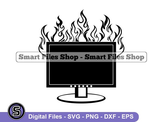 Burning Computer Svg Computer Svg PC Svg Burning Computer | Etsy