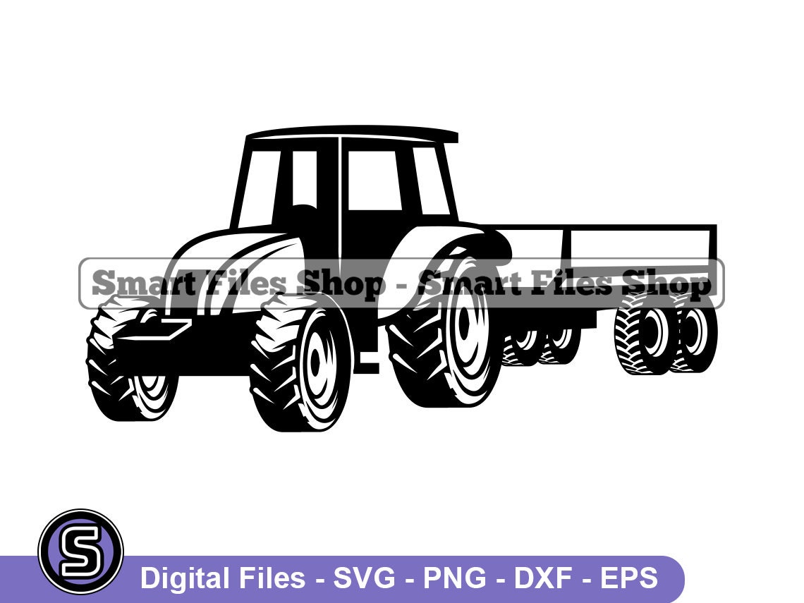 Tractor & Trailer SVG, Tractor Svg, Farm Svg, Tractor Dxf, Tractor Png ...