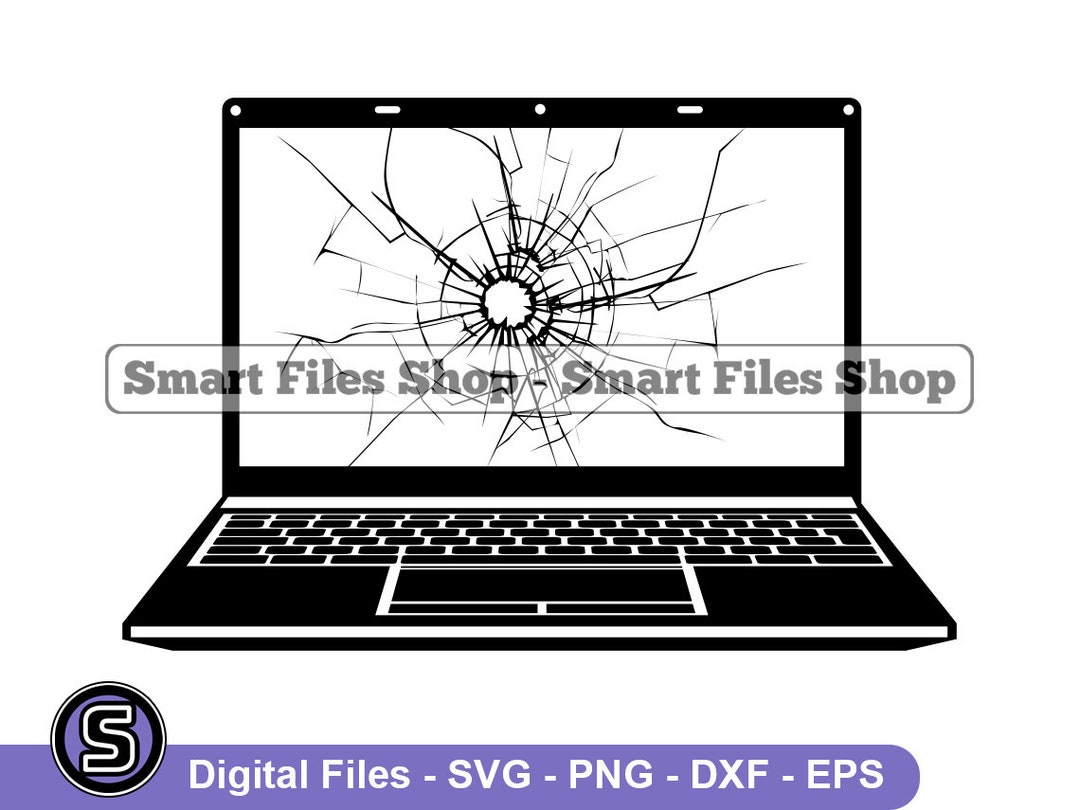 Cracked Laptop Svg, Laptop Svg, Computer Svg, Laptop Dxf, Laptop Png ...
