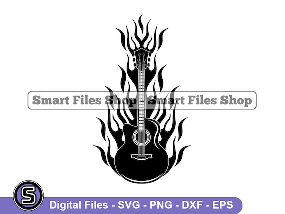 Flaming Guitar 2 SVG Guitar SVG Flaming Guitar Dxf Flaming | Etsy
