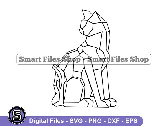 Geometric Cat Outline Svg Cat Svg Geometric Svg Animal Svg | Etsy