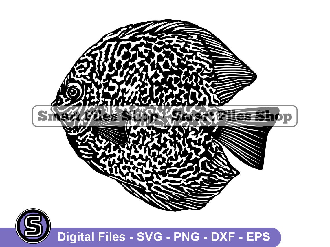 Discus Fish Svg, Aquarium Fish Svg, Fish Svg, Pet Fish Svg, Discus Fish ...
