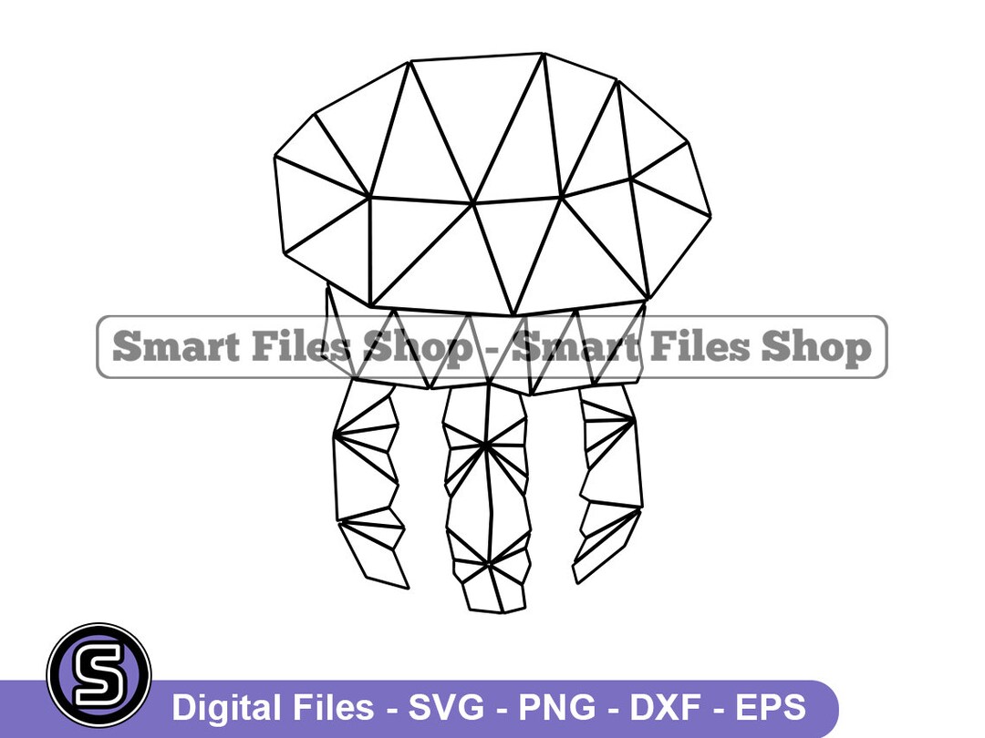 Geometric Jellyfish Outline Svg, Jellyfish Svg, Geometric Animals Svg ...