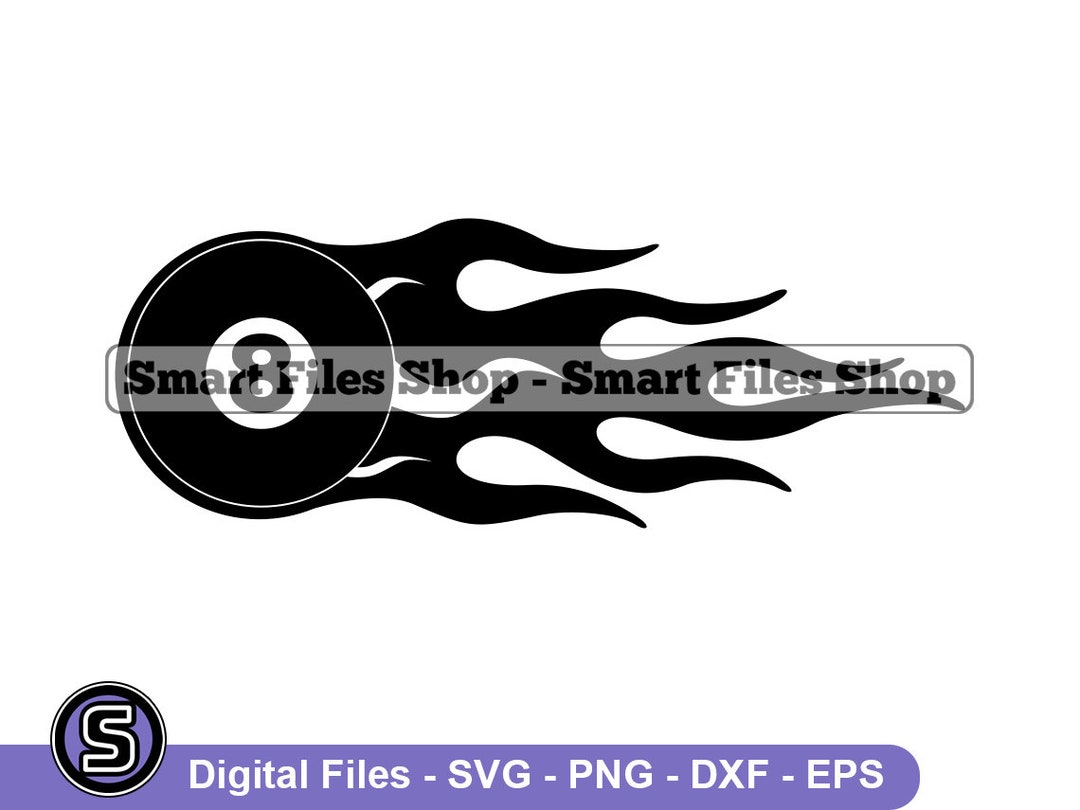 Flaming 8 Snooker Ball Svg, Billiards Pool Svg, Snooker Svg, Snooker ...