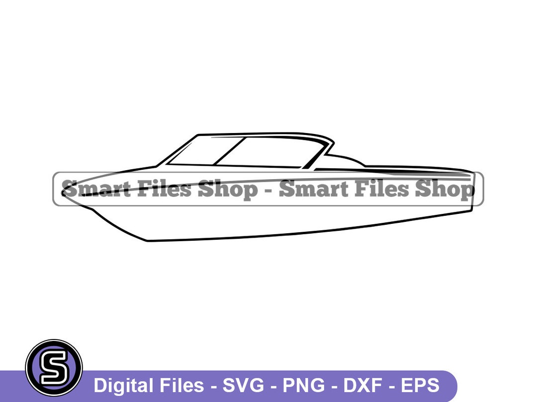 Speed Boat Outline Svg, Speed Boat Svg, Speed Boat Dxf, Speed Boat Png ...
