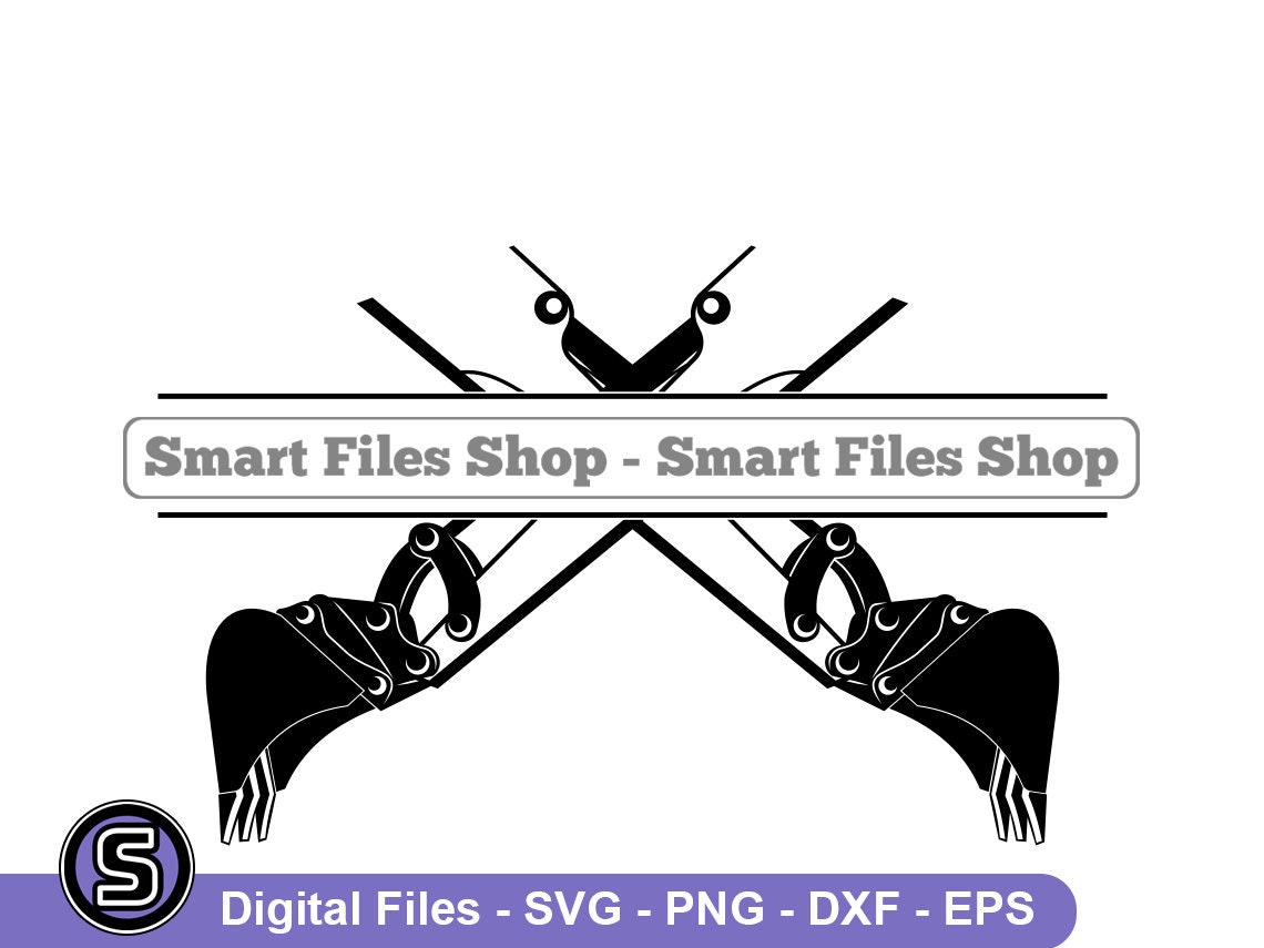 Excavator Bucket Split Monogram SVG, Excavator Svg, Heavy Equipment Svg ...