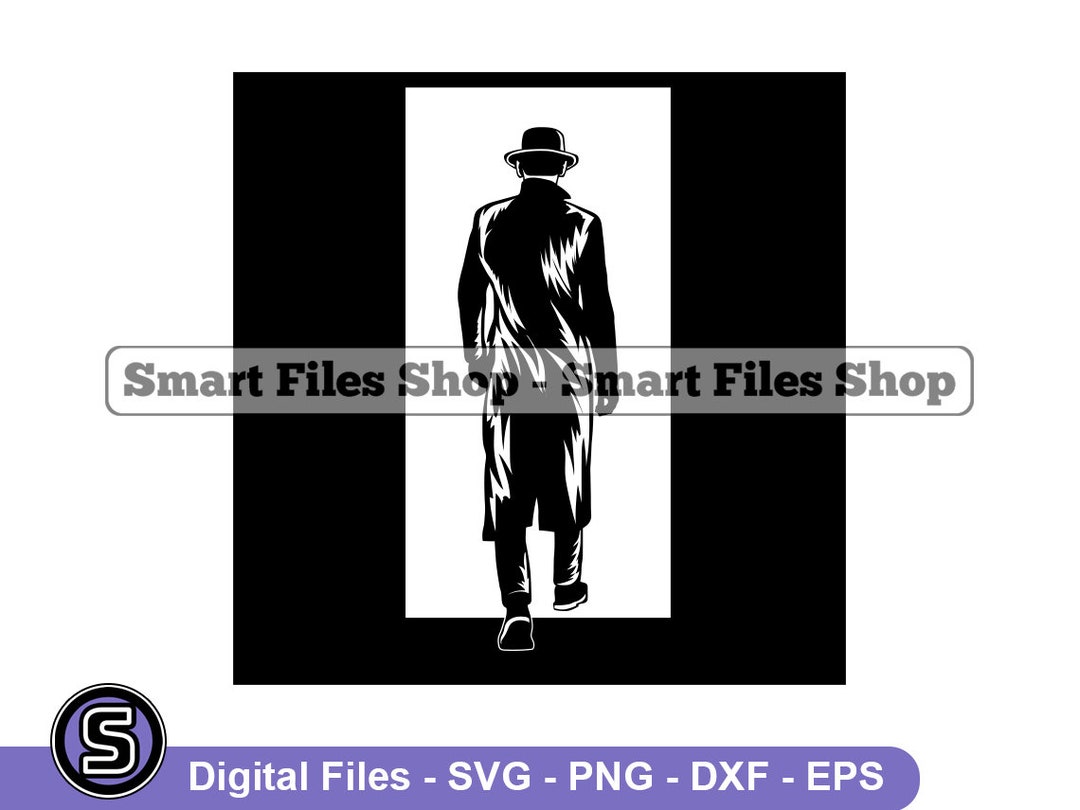 Man Walking Svg, Mystery Svg, Walk Svg, Walking Svg, Detective Svg, Man ...