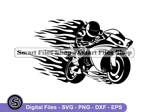 Flaming Motorcycle Rider SVG Motorcycle SVG Biking Svg | Etsy