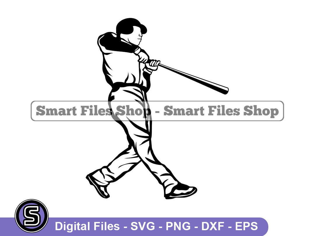 Baseball Player 3 Svg, Baseball Svg, Baseball Dxf, Baseball Png ...