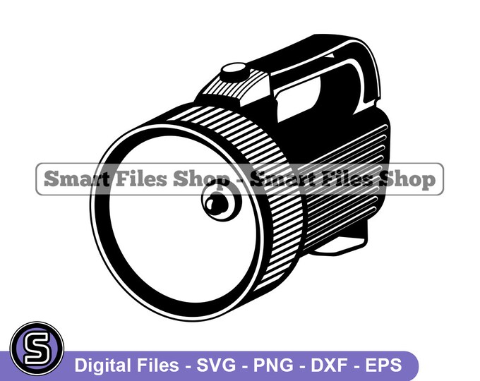 Flashlight Vector Clipart Set / Outline & Stamp Graphic / Camping ...