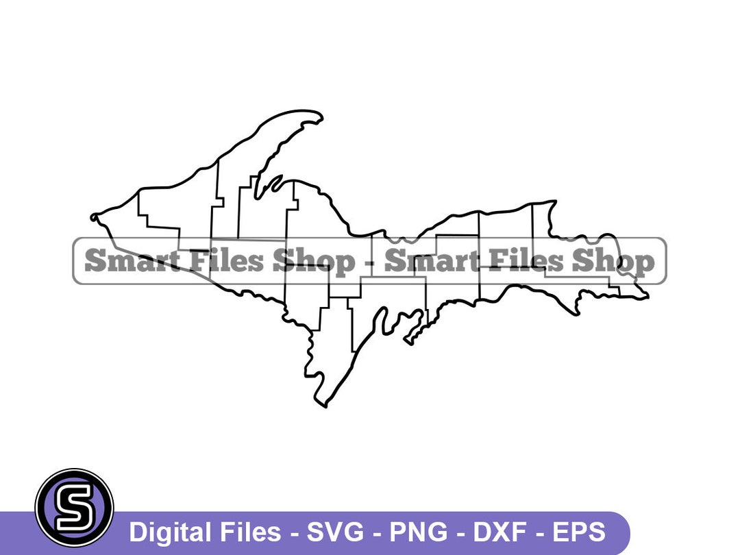 Michigan Upper Peninsula Svg, Michigan Svg, Michigan Map Svg, Michigan ...