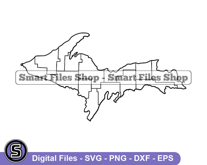 Michigan Upper Peninsula Map SVG, Michigan Map SVG, Michigan Upper Svg ...