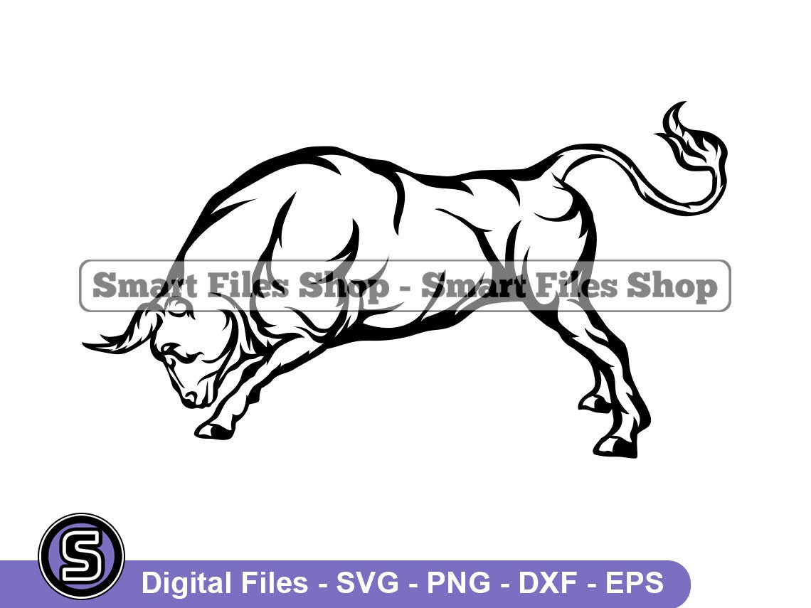 Bull Charging SVG Bull Goaring Svg Bull Svg Cattle Svg | Etsy