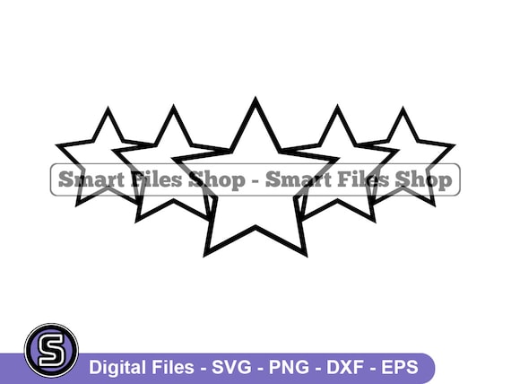 5 Stars Outline Svg 5 Star Review Svg Rating Svg Stars Dxf - Etsy