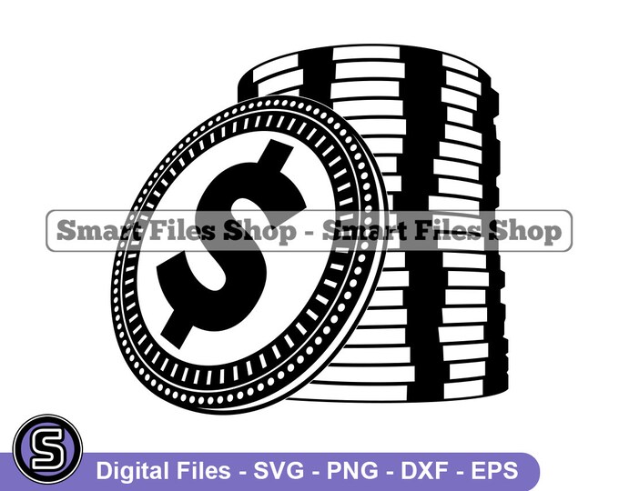 Money Svg, Coins Svg, Coins Clipart, Coins Files for Cricut, Coins Cut ...
