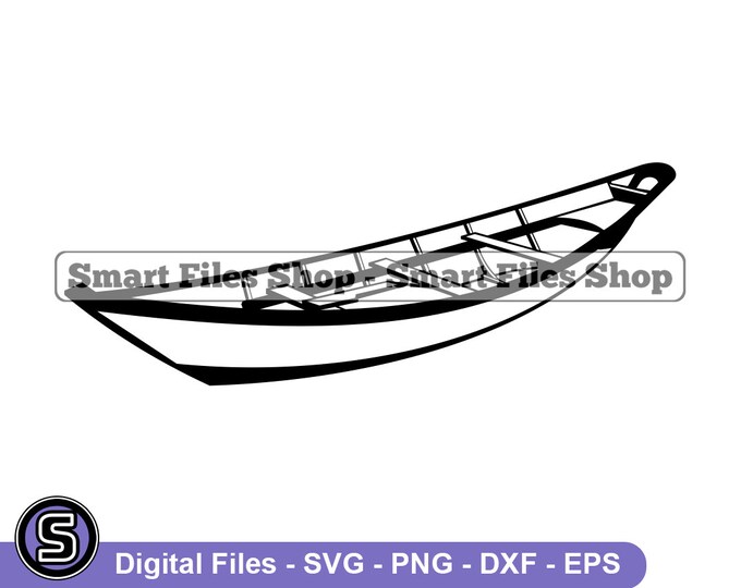 Wooden Boat Svg/boat Clipart/boat Shelf Svg/boat Silhouette/paddles ...