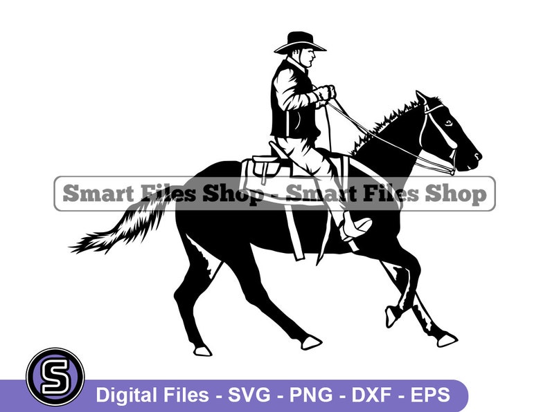 Cowboy Riding Horse 6 Svg Cowboy Svg Rancher Svg Cattle - Etsy