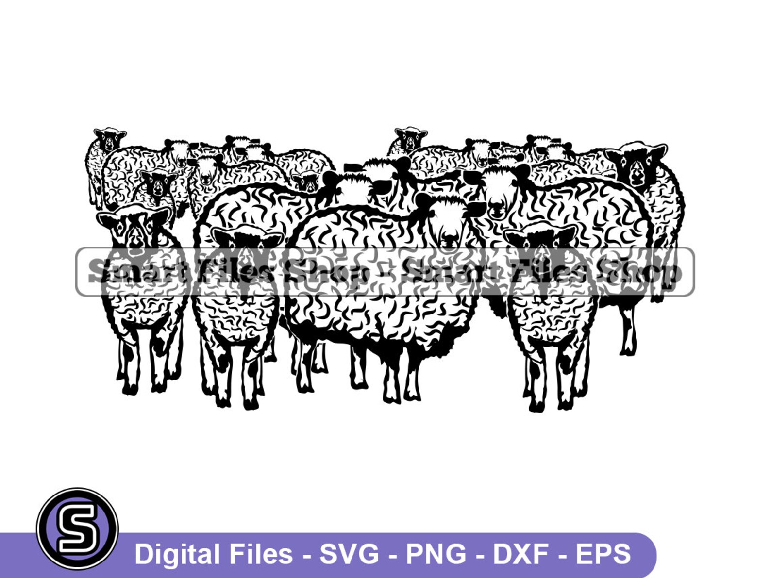 Herd of Sheep Svg, Sheep Svg, Shepherd Svg, Farm Animals Svg, Sheep Dxf ...