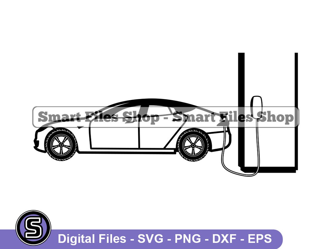 Electric Car Charging SVG, Electric Car Charger Dxf, Electric Car ...