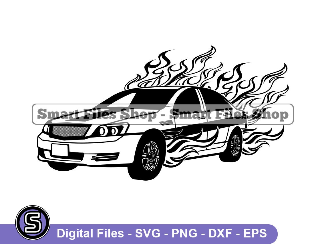 Racing Car Flaming Wheels Svg Flaming Car Svg Burning Car - Etsy