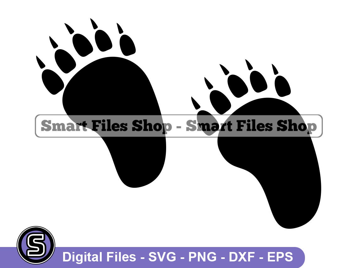 Bear Back Paw Footprint 2 SVG Bear Svg Footprint Svg - Etsy