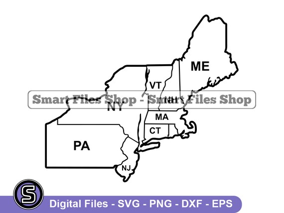 Esquema del área del estado de Tri Svg Svg del noreste SVG - Etsy México